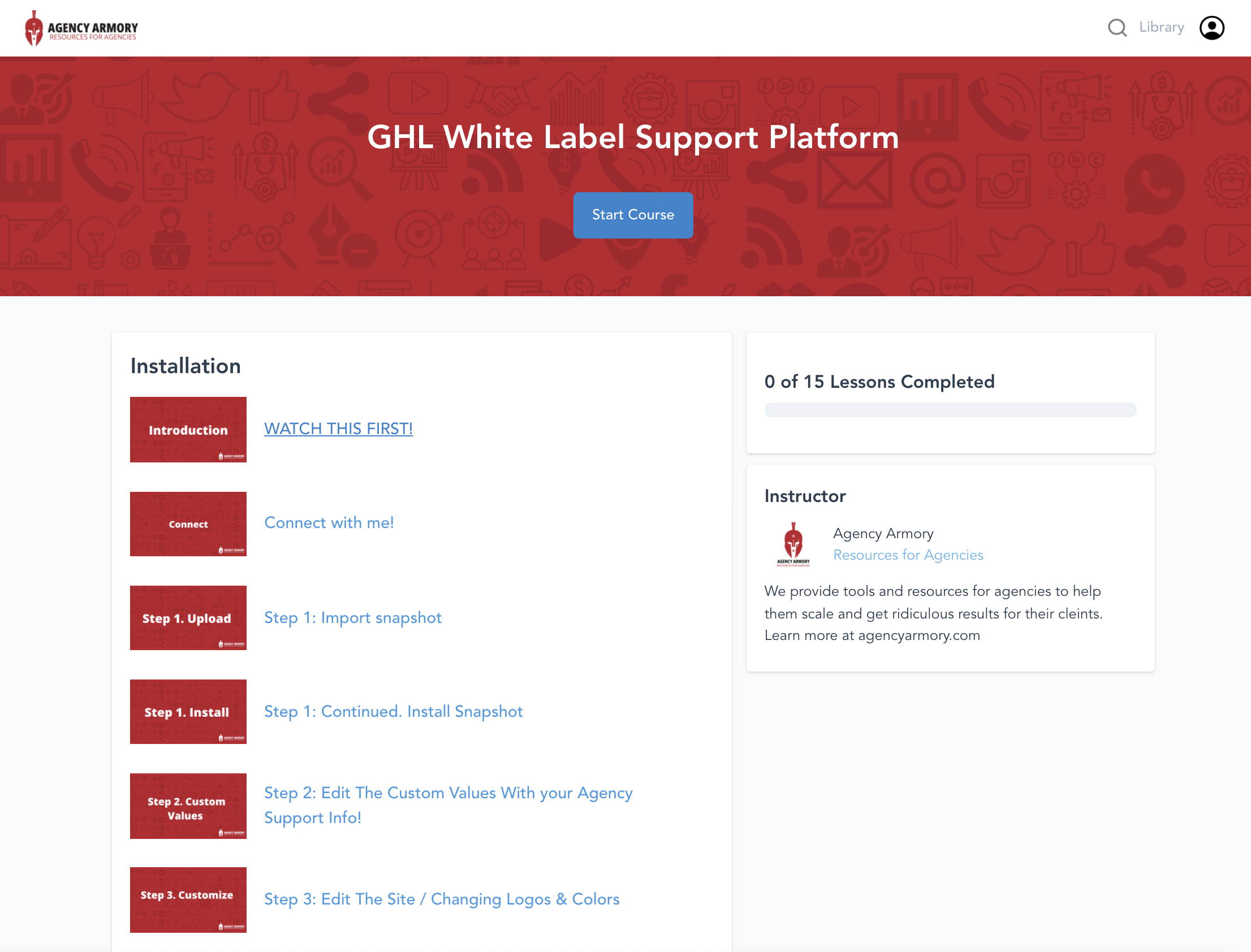 GHL White Label Support Snapshot & Videos By Agency Armory